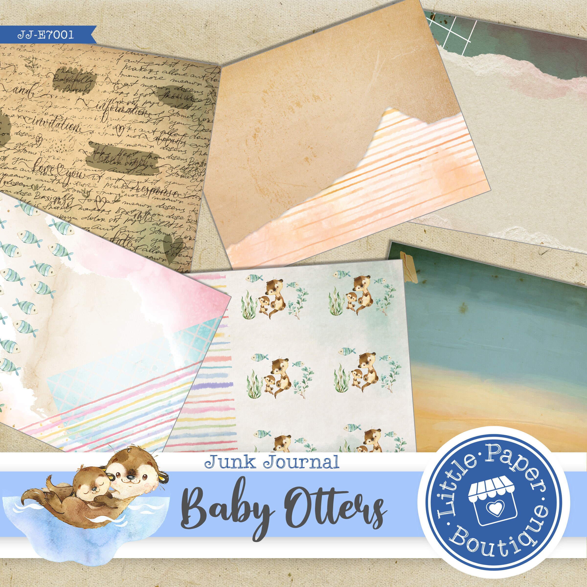 Sea Otters Family Digital Junk Journal Kit FULL KIT With - Etsy
