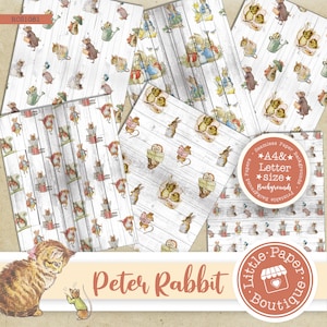 SEAMLESS Peter Rabbit by Beatrix Potter Digital Backgrounds A4 & Letter ...