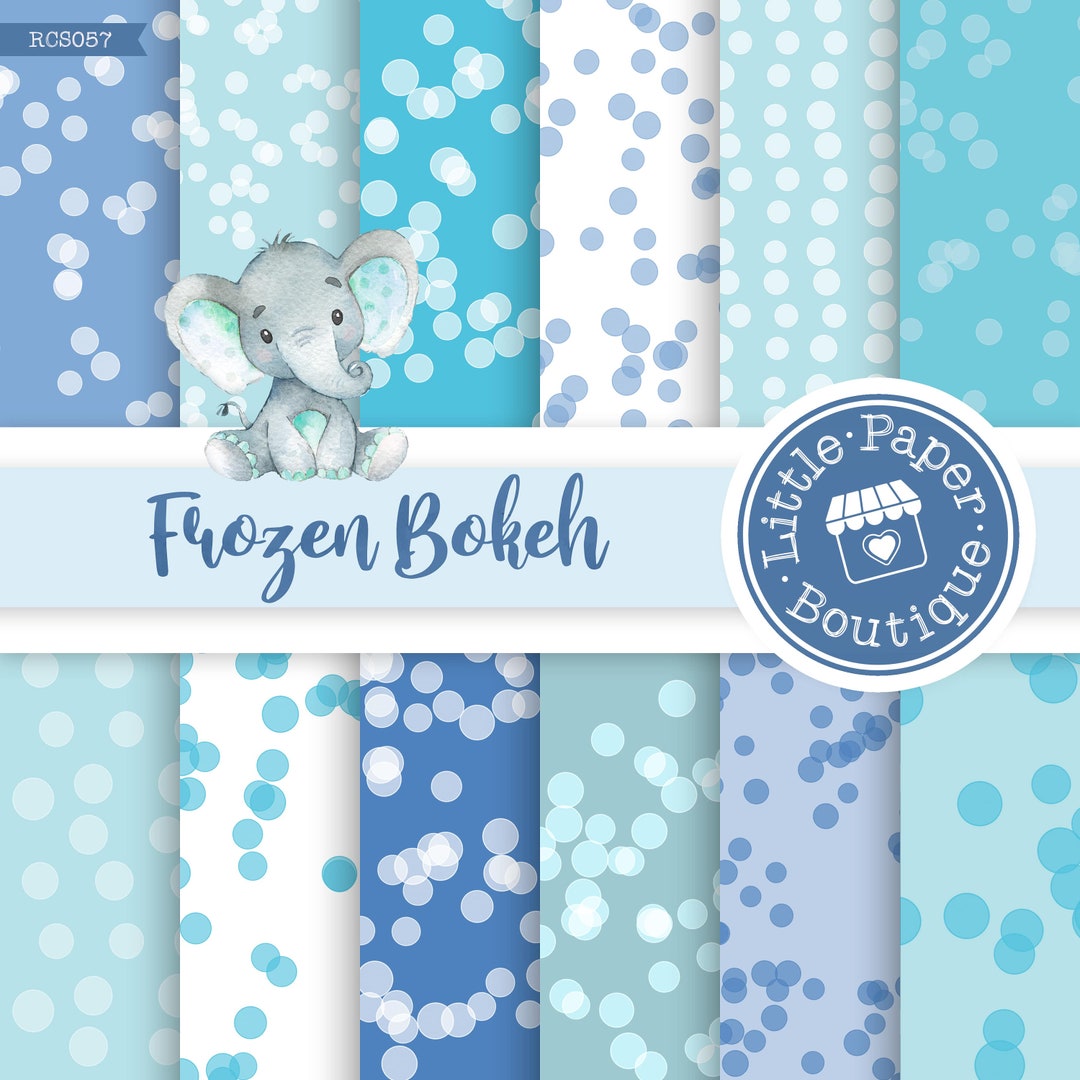 Luxury Frozen Digital Paper, Blue Bokeh Scrapbook Paper, Bokeh Blue ...