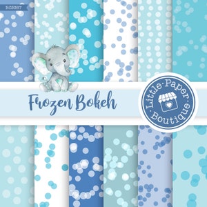 Luxury Frozen Digital Paper, Blue Bokeh Scrapbook Paper, Bokeh Blue ...
