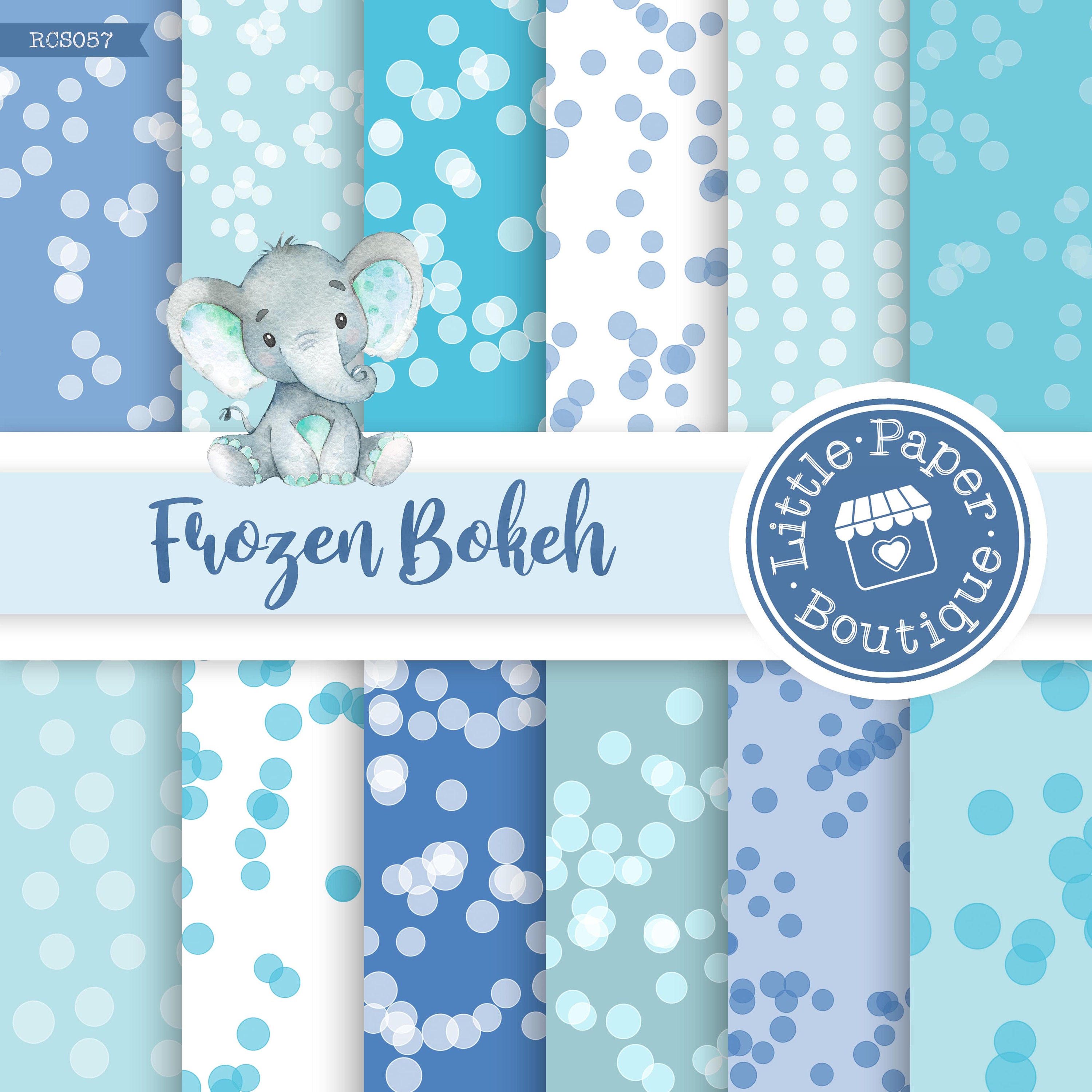 Luxury Frozen Digital Paper, Blue Bokeh Scrapbook Paper, Bokeh Blue ...