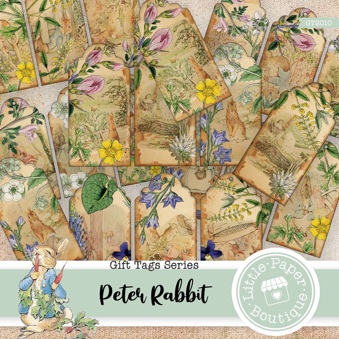 Peter Rabbit by Beatrix Potter Digital Gift Tags Printable, Vintage ...
