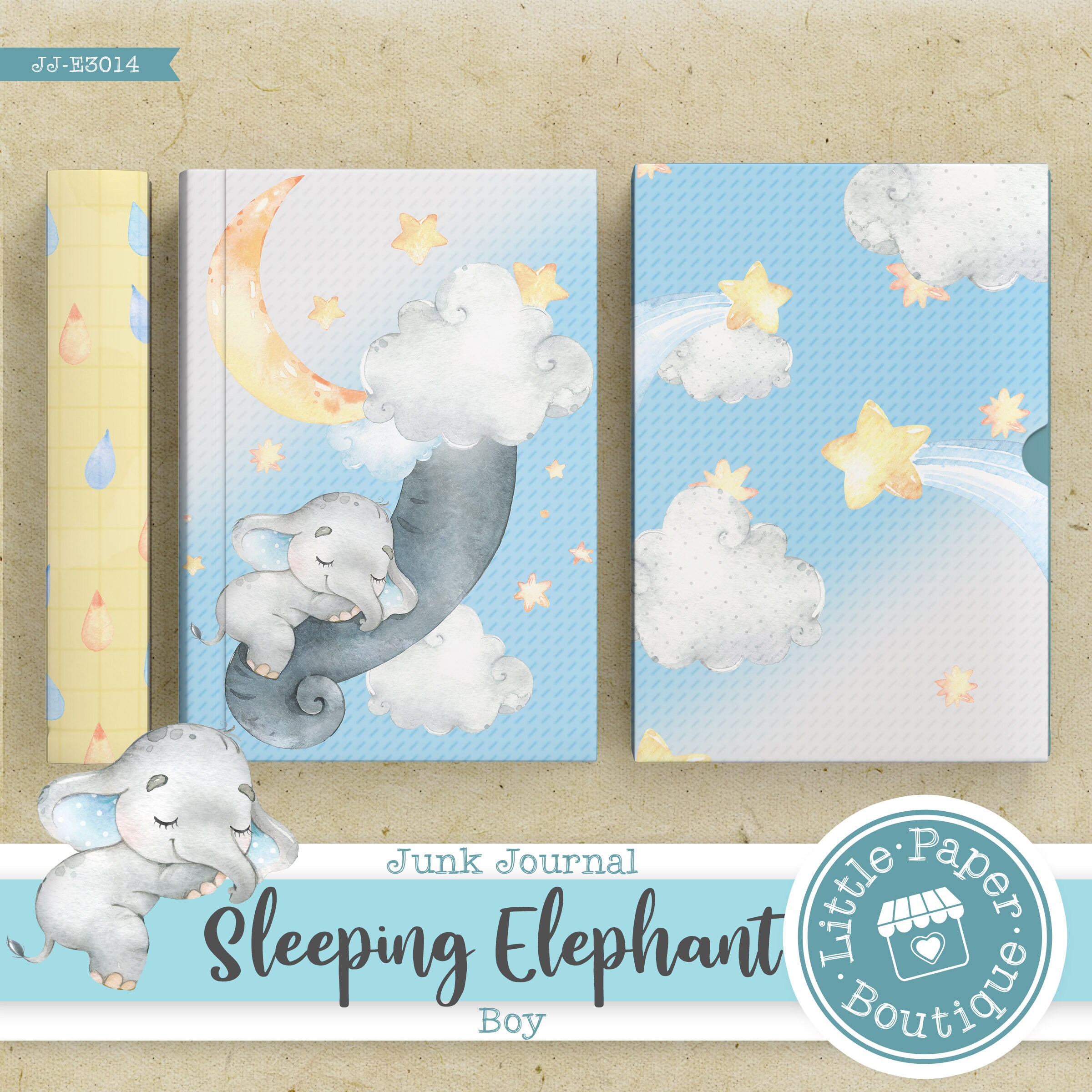 Baby Elephant Boy Digital Junk Journal Kit (FULL KIT) Ephemera Elements ...