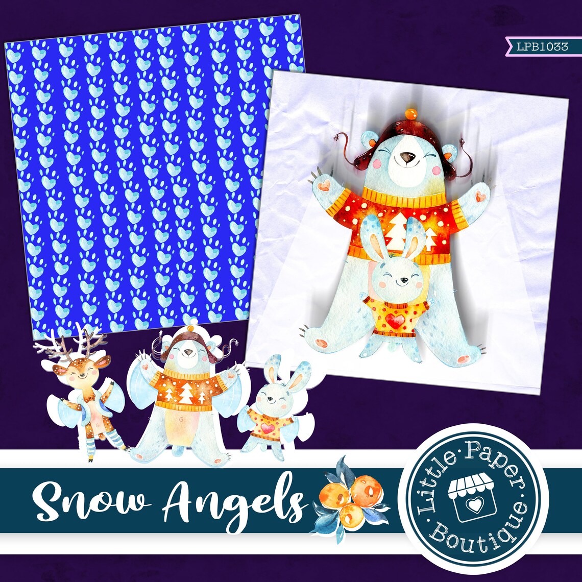 Winter Digital Paper Pack Snow Digital Paper Christmas | Etsy