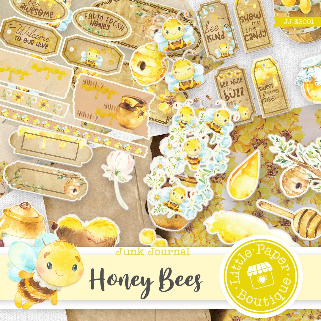 Honey Bees Digital Junk Journal Kit (FULL KIT) Bumble Bees and Hives ...
