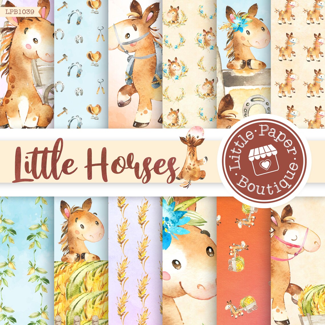 Digital Scrapbooking Horses Digital Paper Pack Brown Horses | Etsy