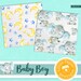 Baby Blue Digital Paper, Blue, Grey, Baby Boy, Digital Paper, Scrapbook ...