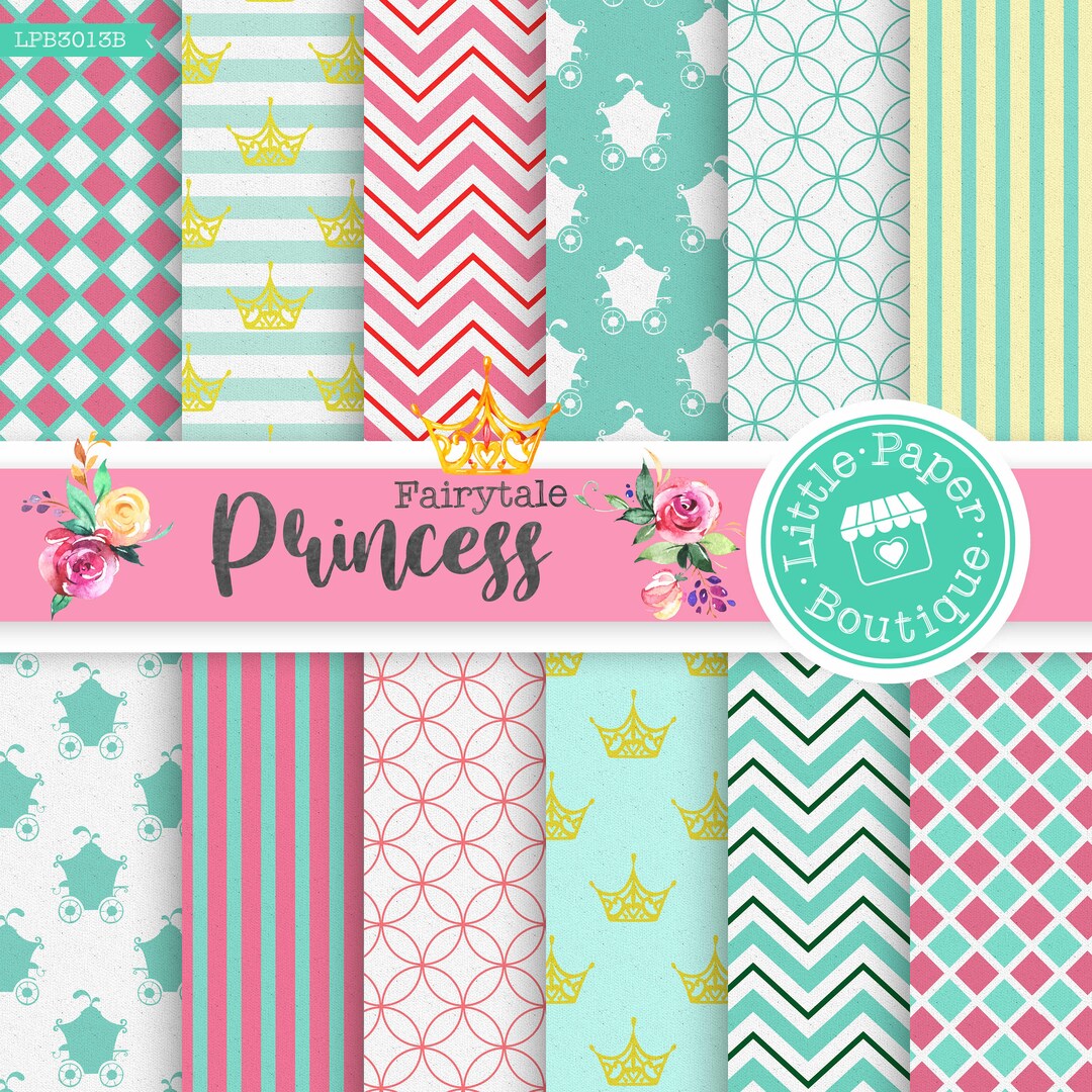 Little Princess Digital Paper Cute Girl Printables Patterns Princess ...