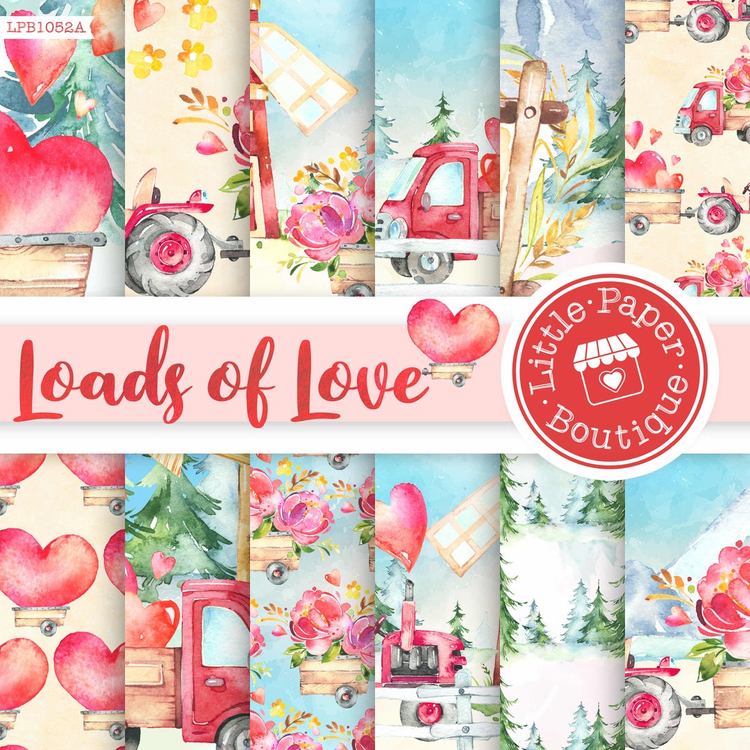 Watercolor Sweet Valentine Digital Paper Pack, Romantic, Hand Painted ...