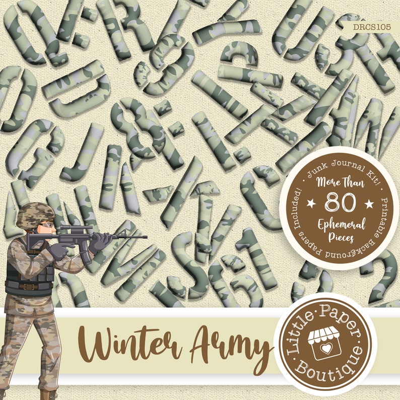 US Army Digital Paper,winter Army Theme Scrapbook, Military Scrapbook ...