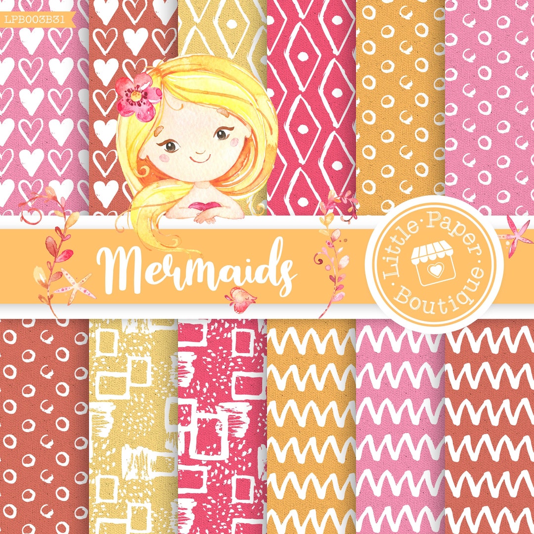 The Little Mermaid Digital Paper, Princess Ariel Scrapbook Papers ...
