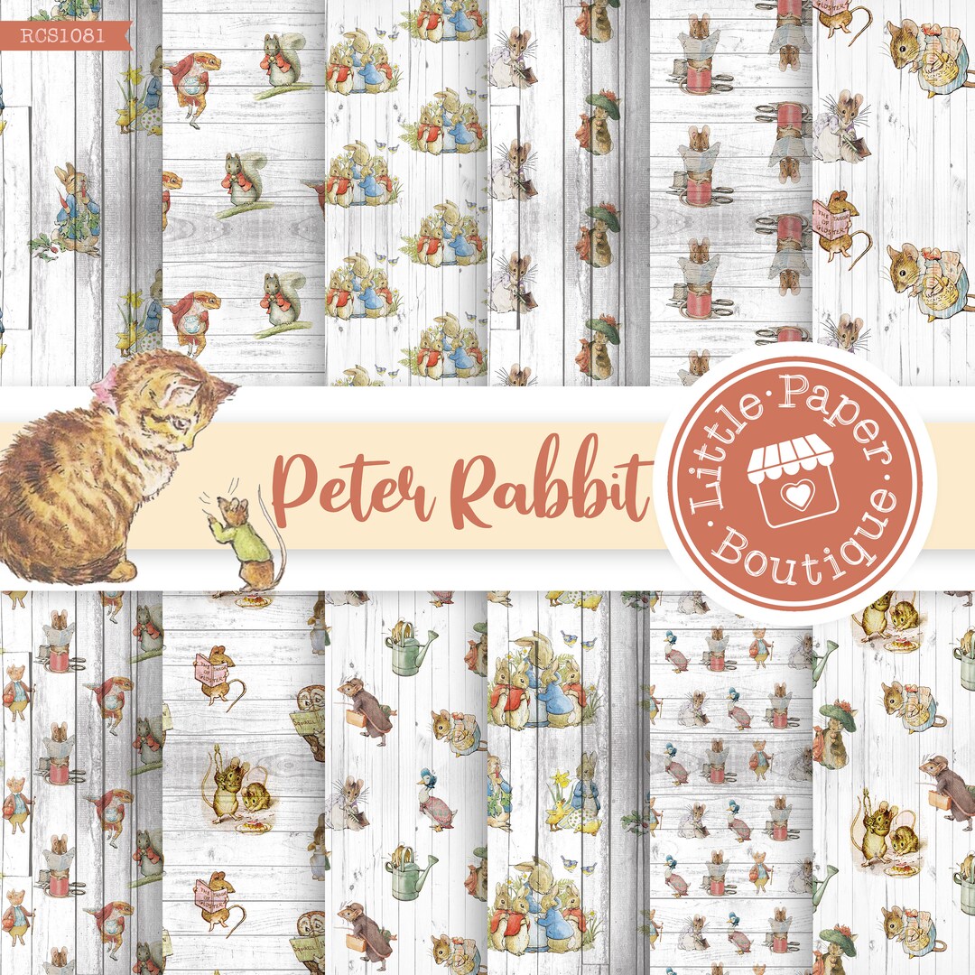 SEAMLESS Peter Rabbit by Beatrix Potter Digital Backgrounds A4 & Letter ...