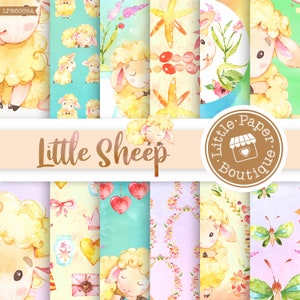 Sheep Scrapbook Papers, Kids Background, Lamb Animals, Sheep Digital ...