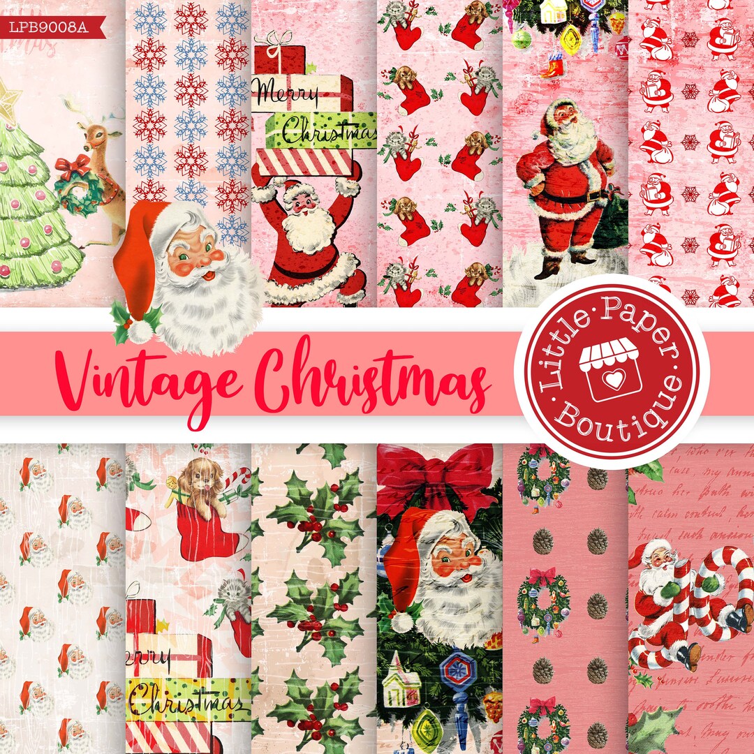 Christmas Digital Paper, Christmas Scrapbook Paper, Digital Christmas ...