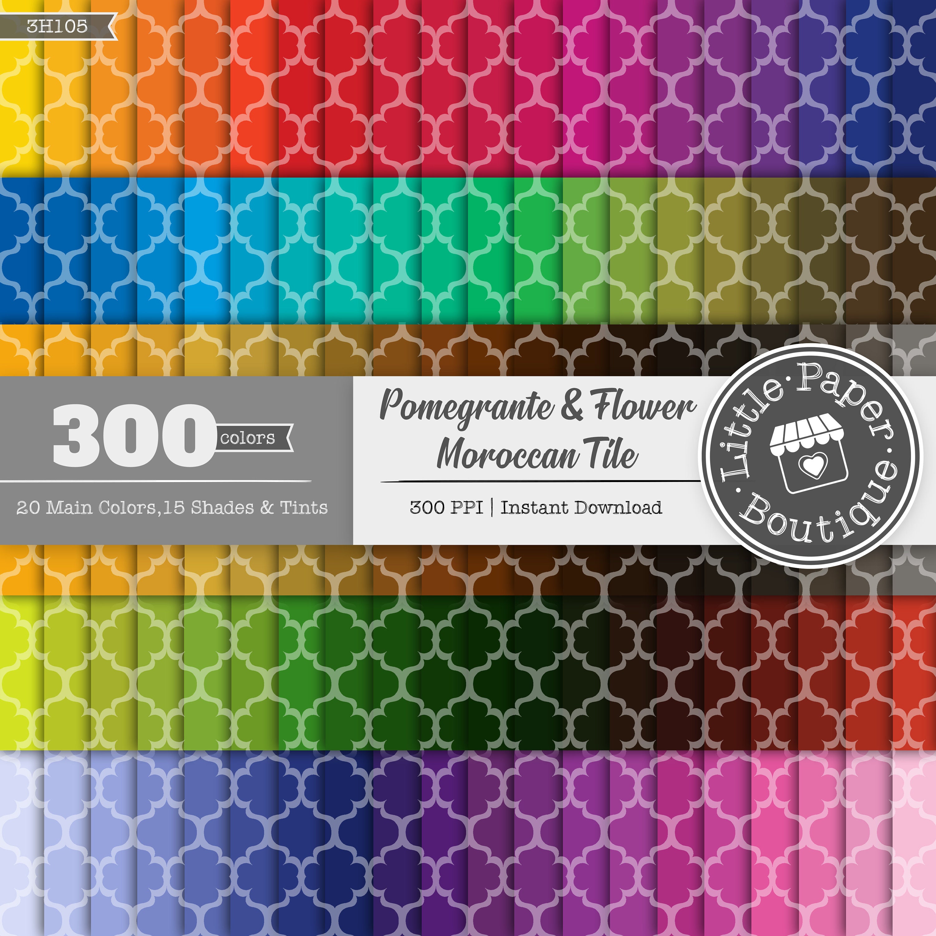 Quatrefoil Digital Paper Moroccan Digital Paper Pack Rainbow Moroccan ...