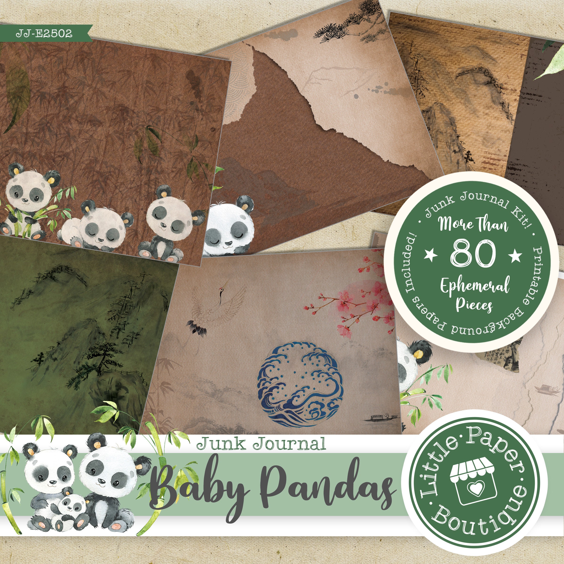 Cute Panda Family Junk Journal Kit FULL KIT Panda Bamboo - Etsy
