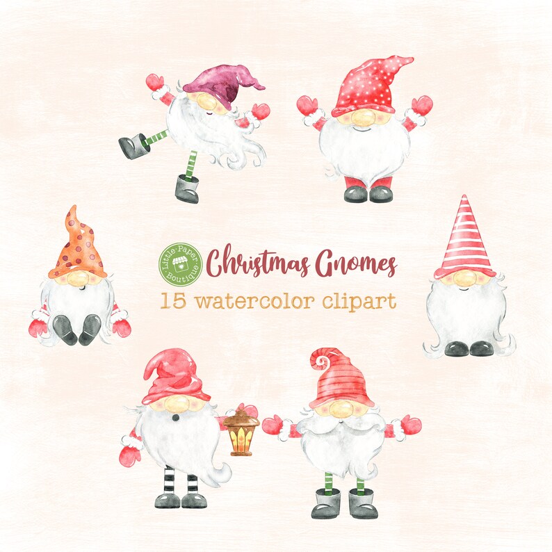 Gnome Clipart Printable Christmas Gnomes Clipart. - Etsy