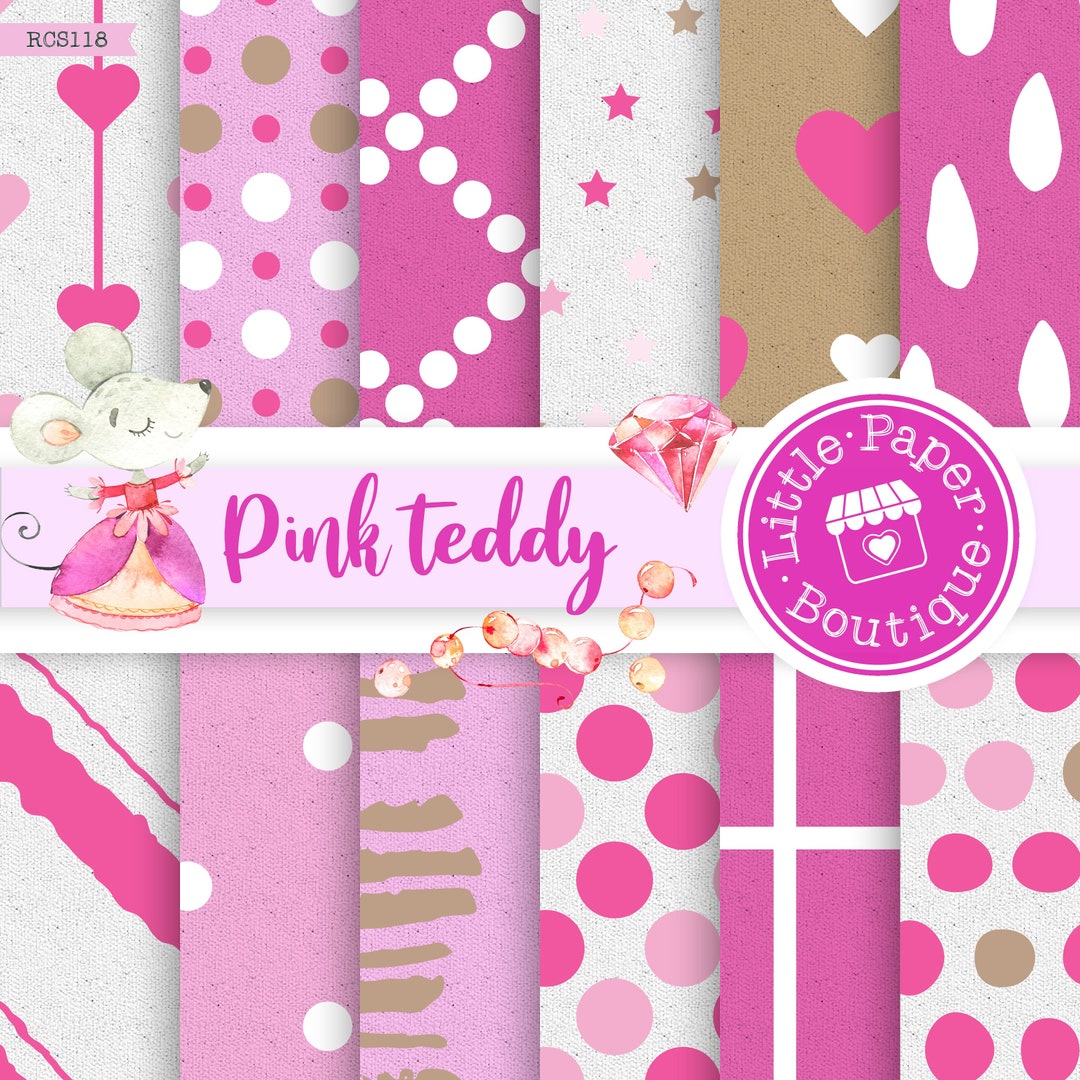 Pink and Purple Printable Digital Papers With Stripes, Quatrefoil ...