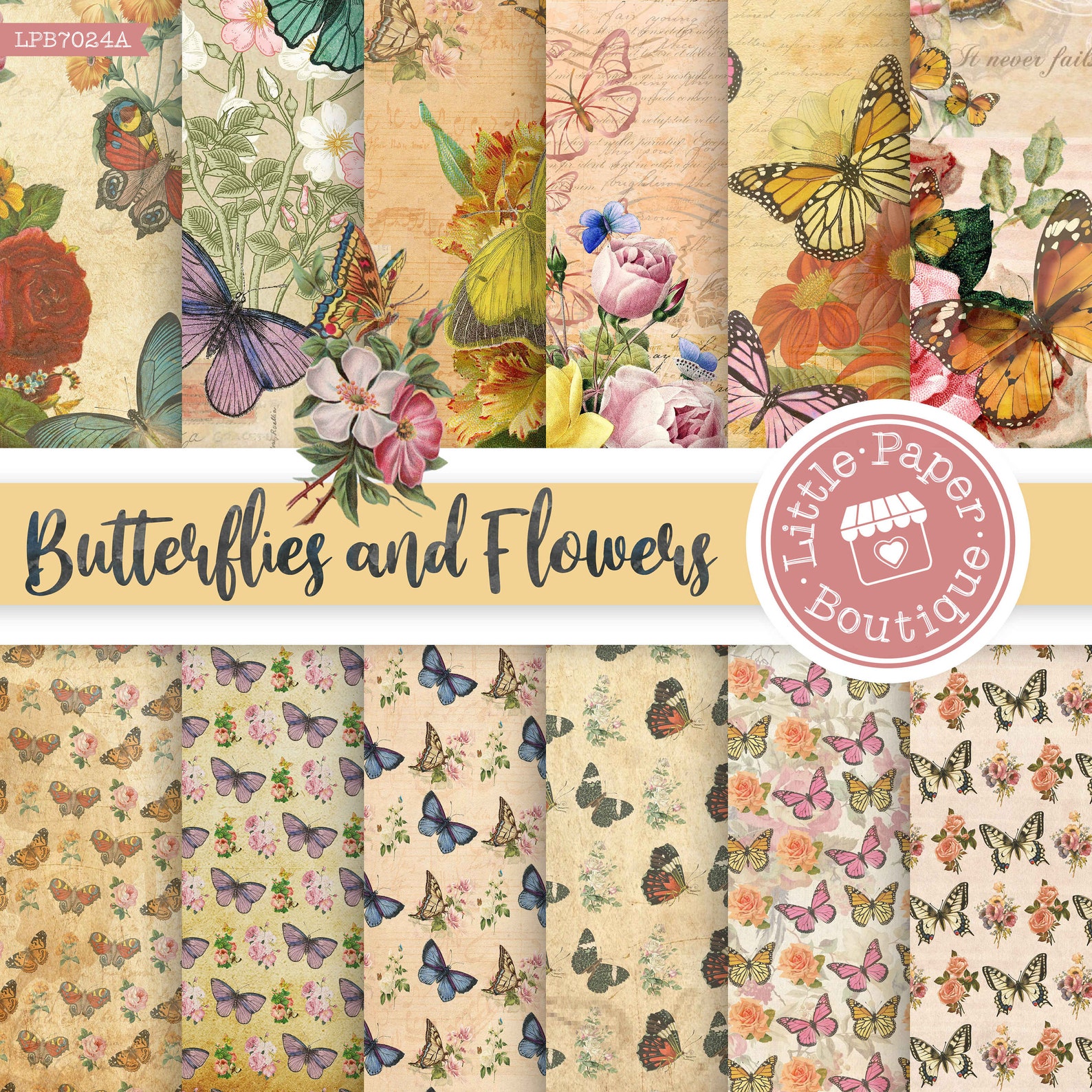 Butterfly Paper Pack Printable Paper Pack Scrapbook | Etsy