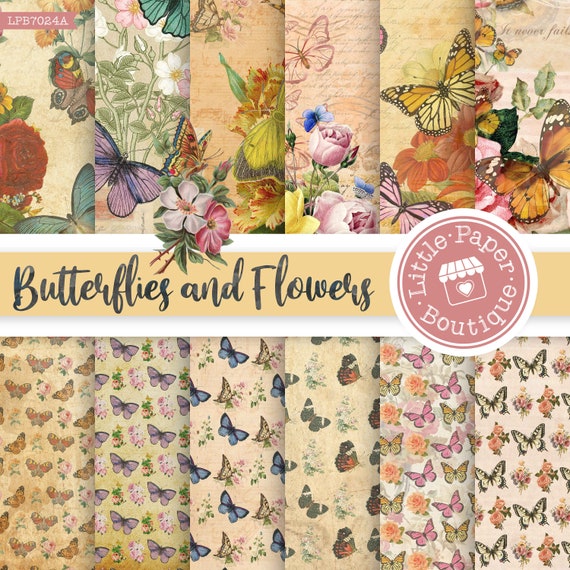 Butterfly Paper Pack Printable Paper Pack Scrapbook | Etsy