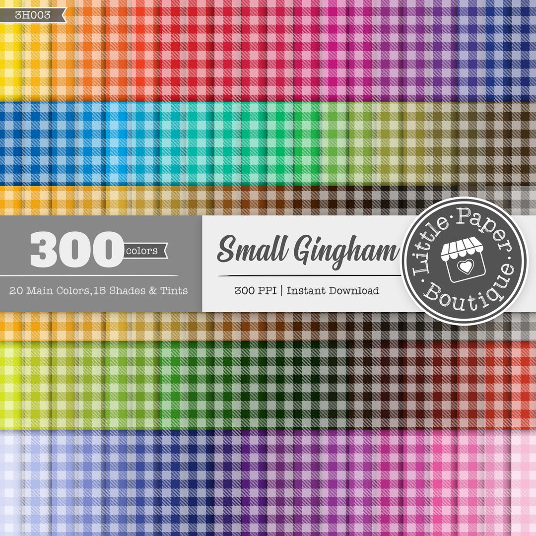 300pcs Gingham Rainbow Kitchen Fabric Pattern Digital Paper for ...
