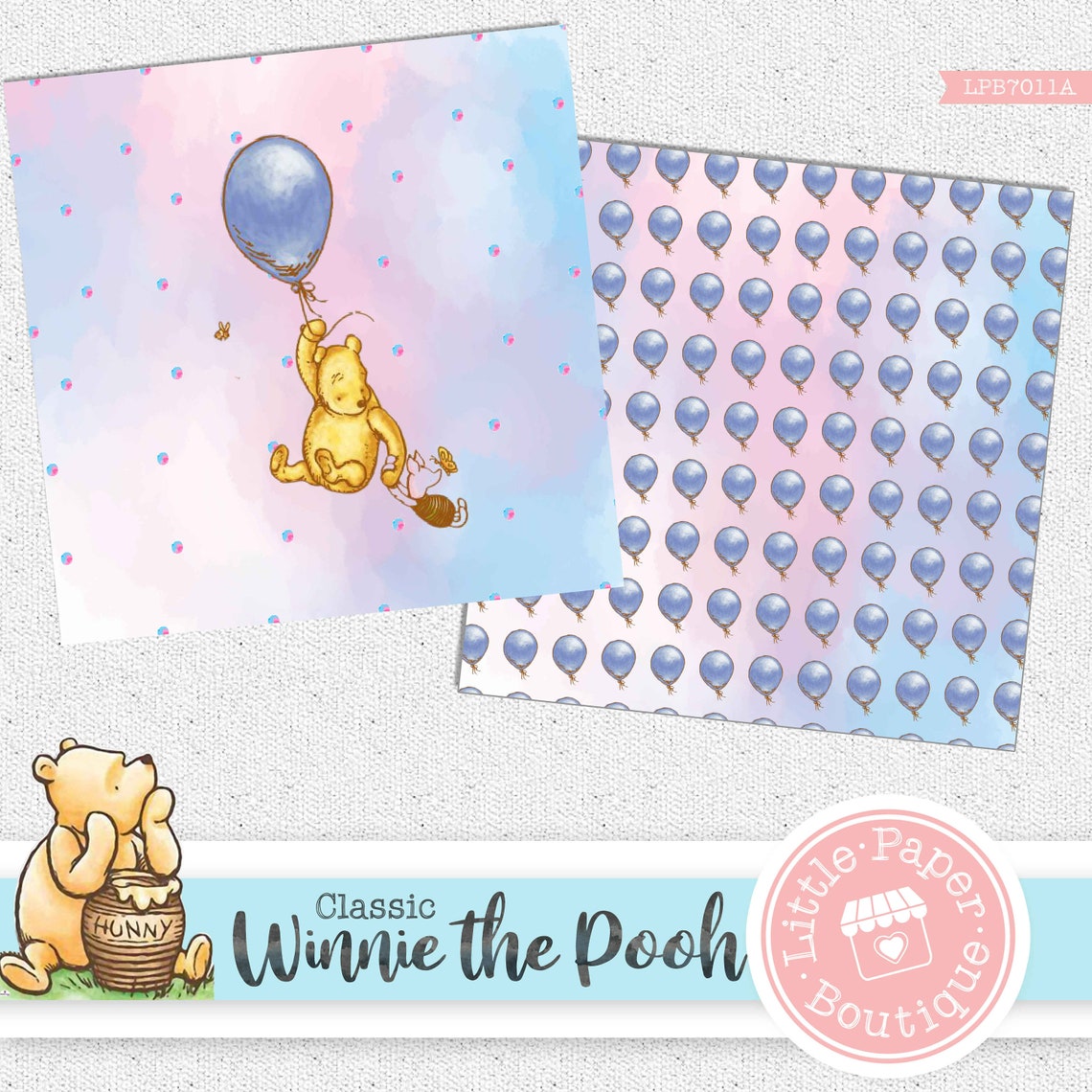 Winnie the Pooh Digital Paper Digital Download Pastel Designs | Etsy Canada