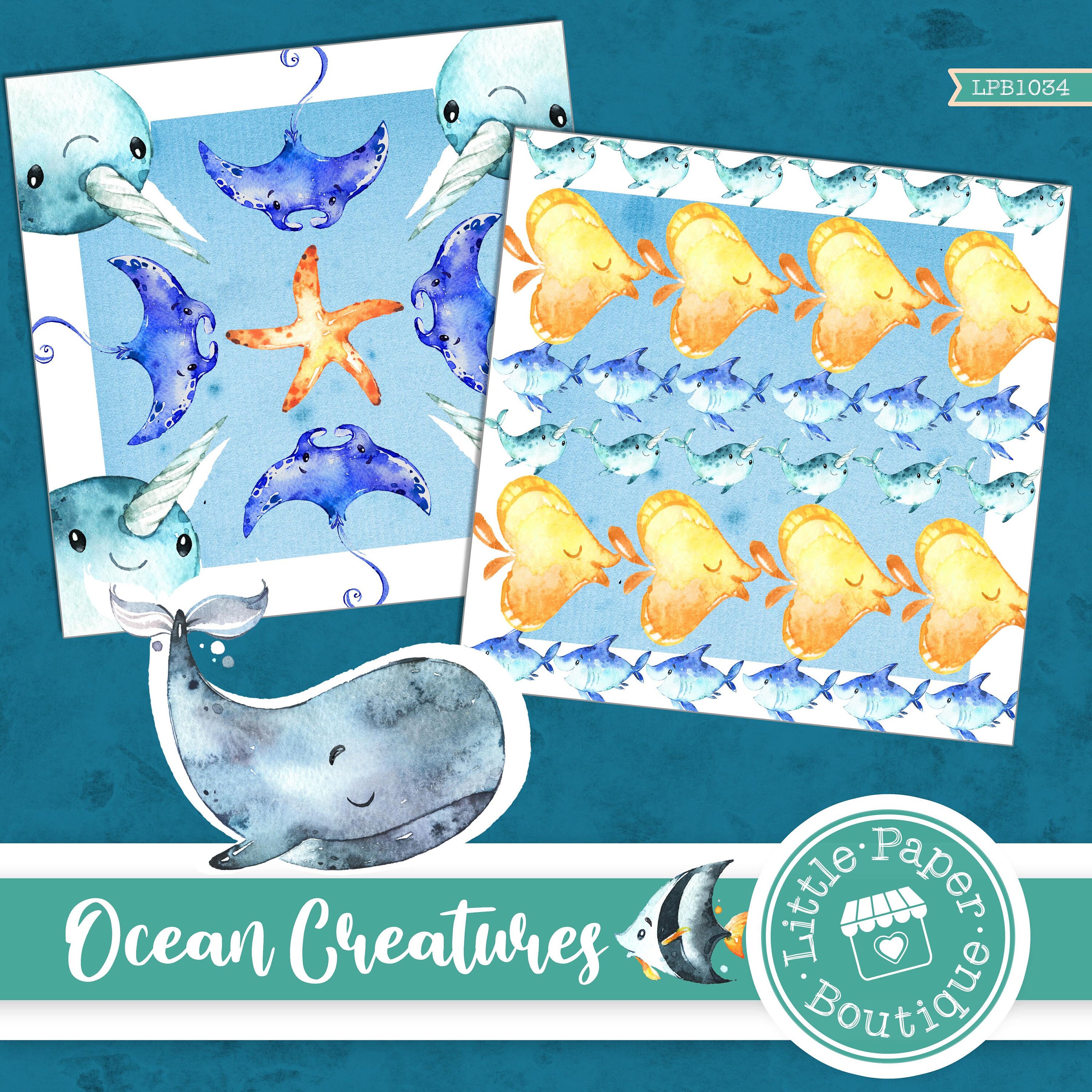 Sea Animals Digital Paper Setunder the Sea Digital Paper - Etsy