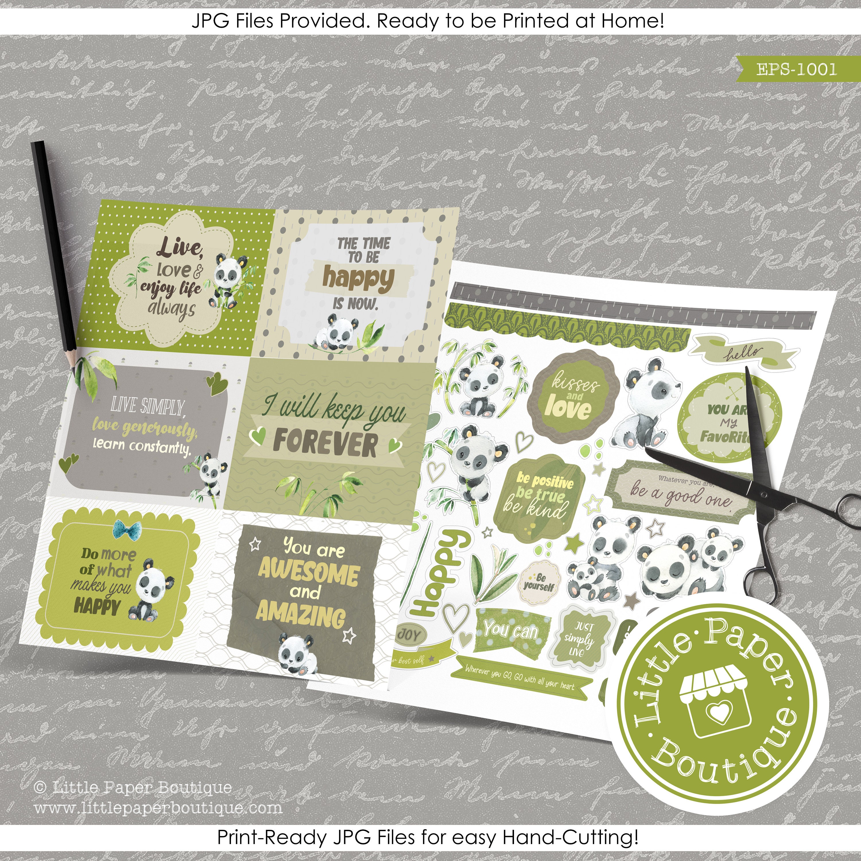 Cute Panda Family Junk Journal Panda Bamboo Forest Background Papers ...
