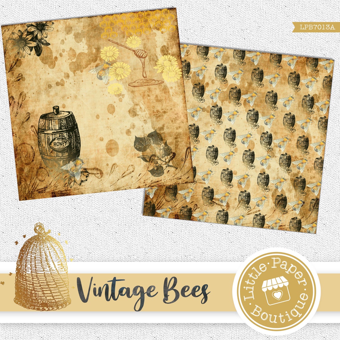 Busy Bee Digital Paper Scrapbook Papers Background Polka | Etsy