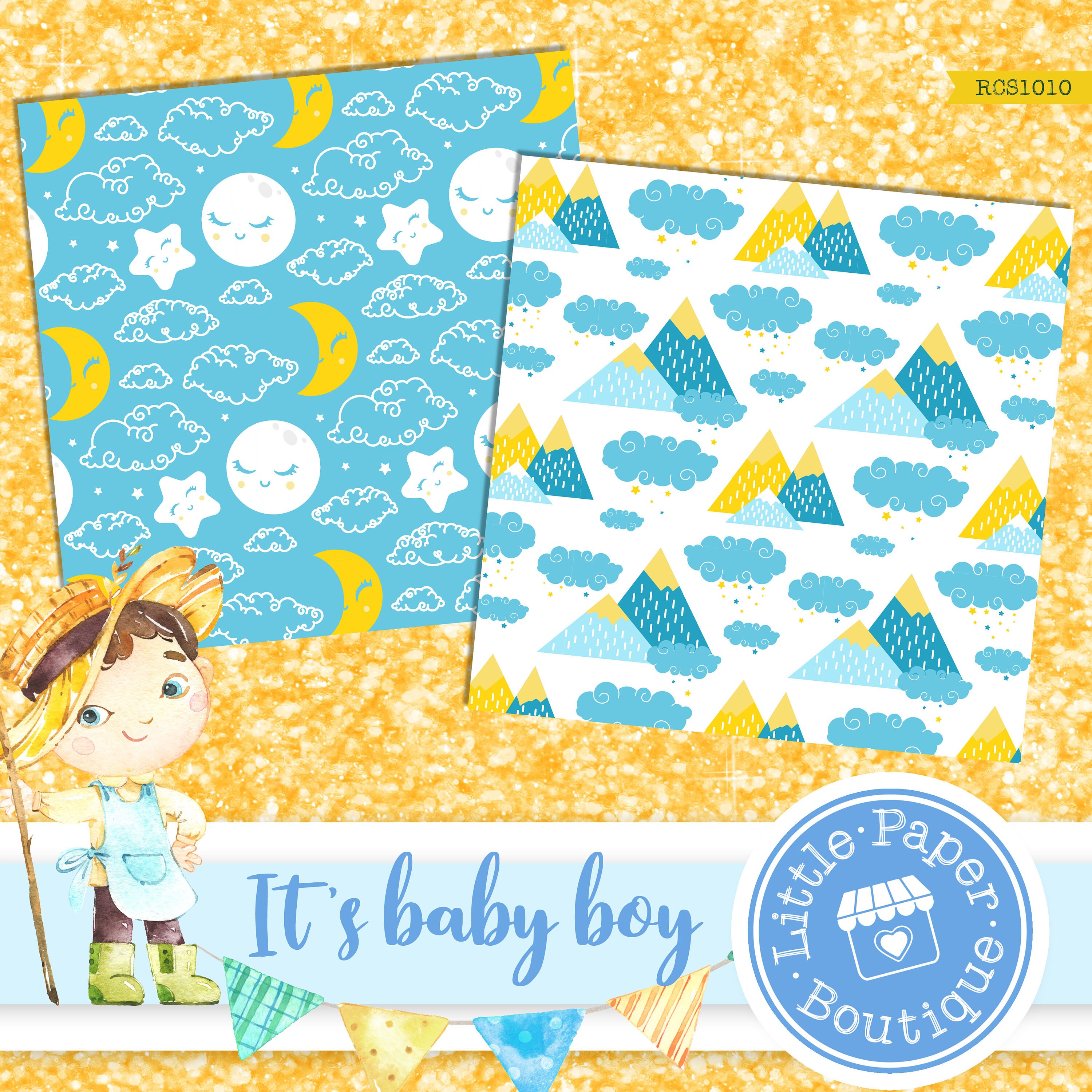 Cloud Digital Paper Baby Blue Clouds Digital Papers Moon - Etsy
