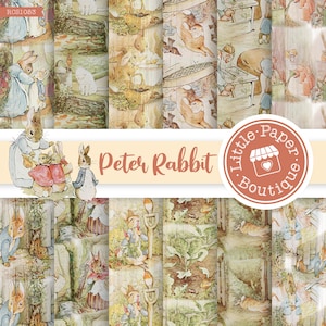 SEAMLESS Peter Rabbit by Beatrix Potter Digital Backgrounds A4 & Letter ...
