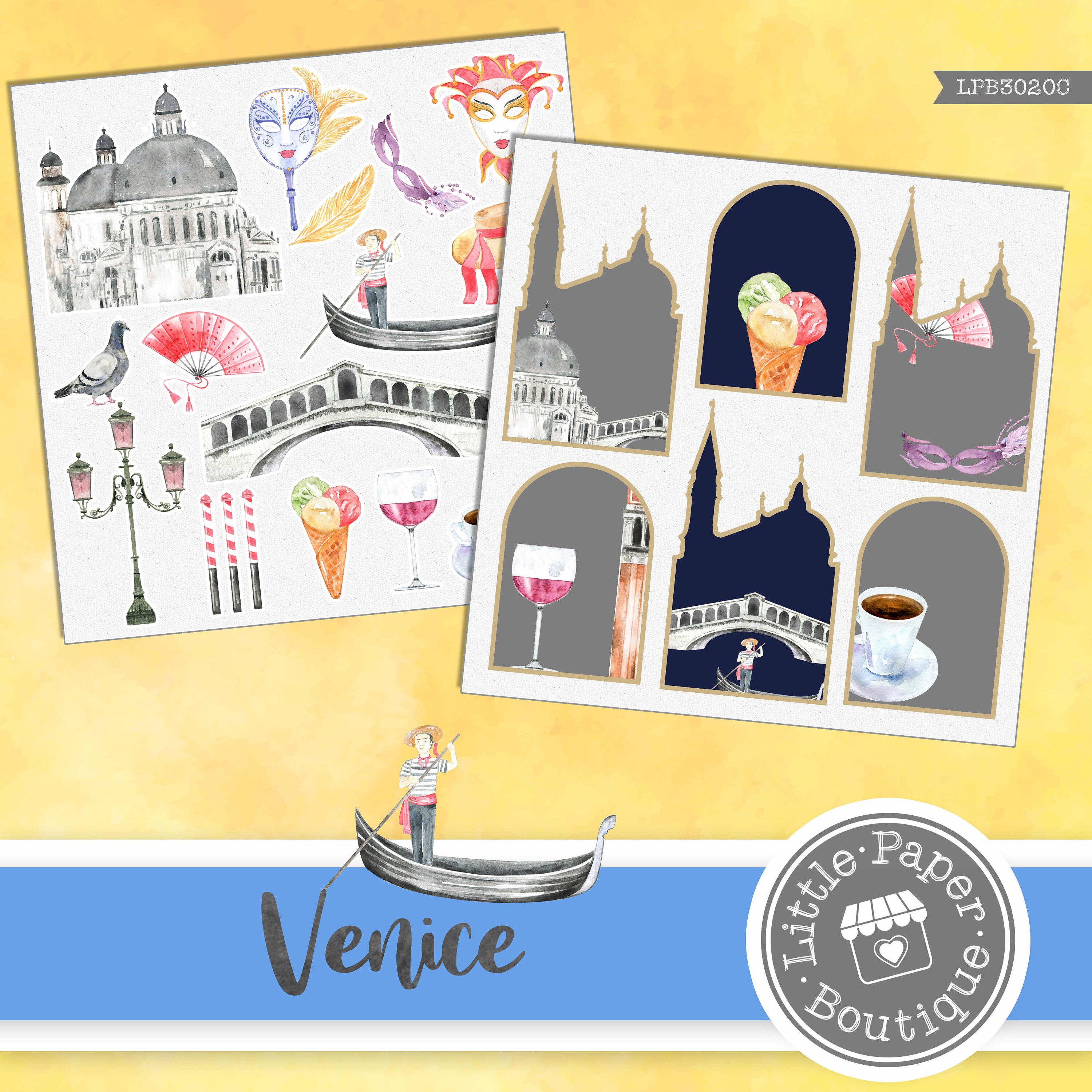 Venice digital paper Italy digital paper pack Мask digital | Etsy