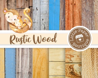 Rustic Wood Textures, Natural Rustic Wood Digital Paper, 12x12 Inches ...