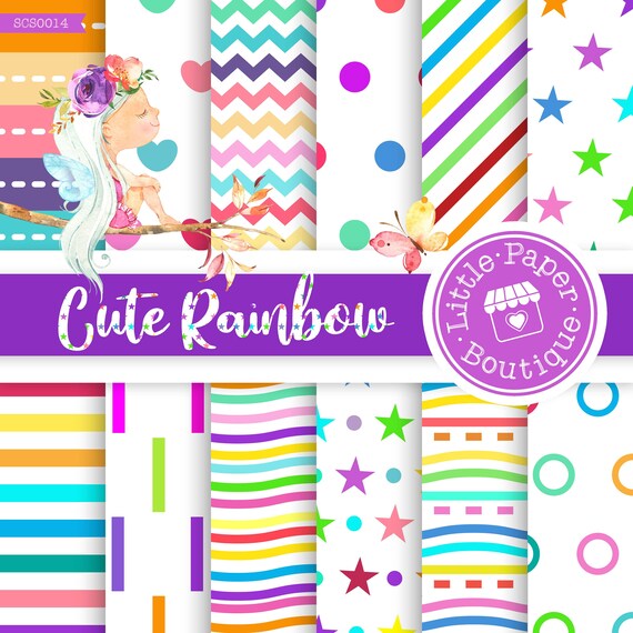 Rainbow Digital Paper SEAMLESS Cute Rainbow Digital - Etsy