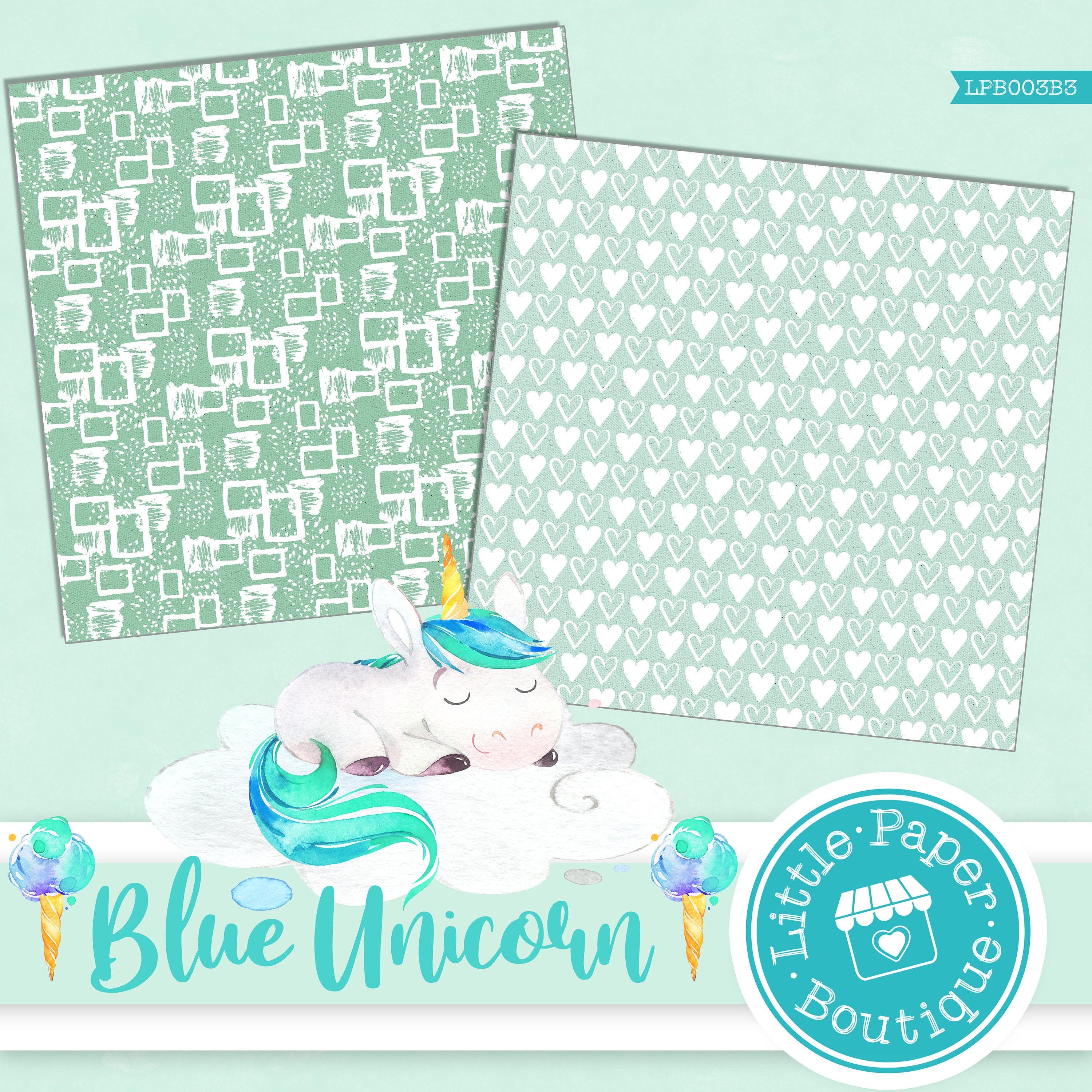Unicorn Digital Paperscrapbook Paper Whimsical Digital - Etsy