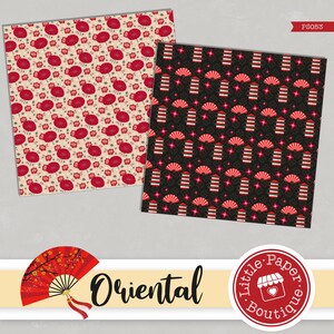 Vintage Chinese Dragon Art Digital Paper Pack. Red & Gold Chinese Paper ...