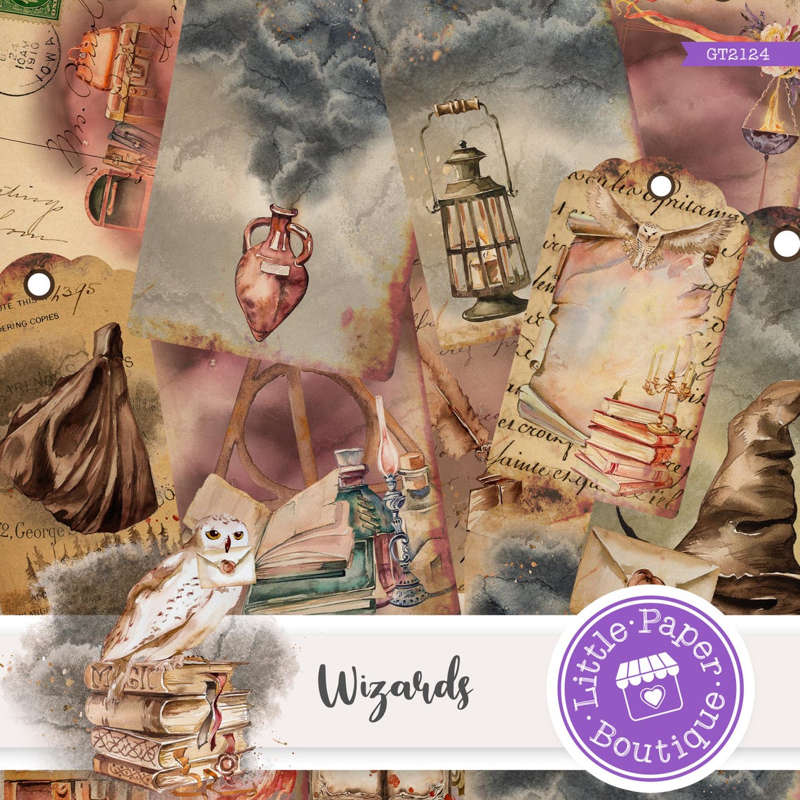 The Wizarding World Magical Digital Gift Tags Printable, Vintage ...