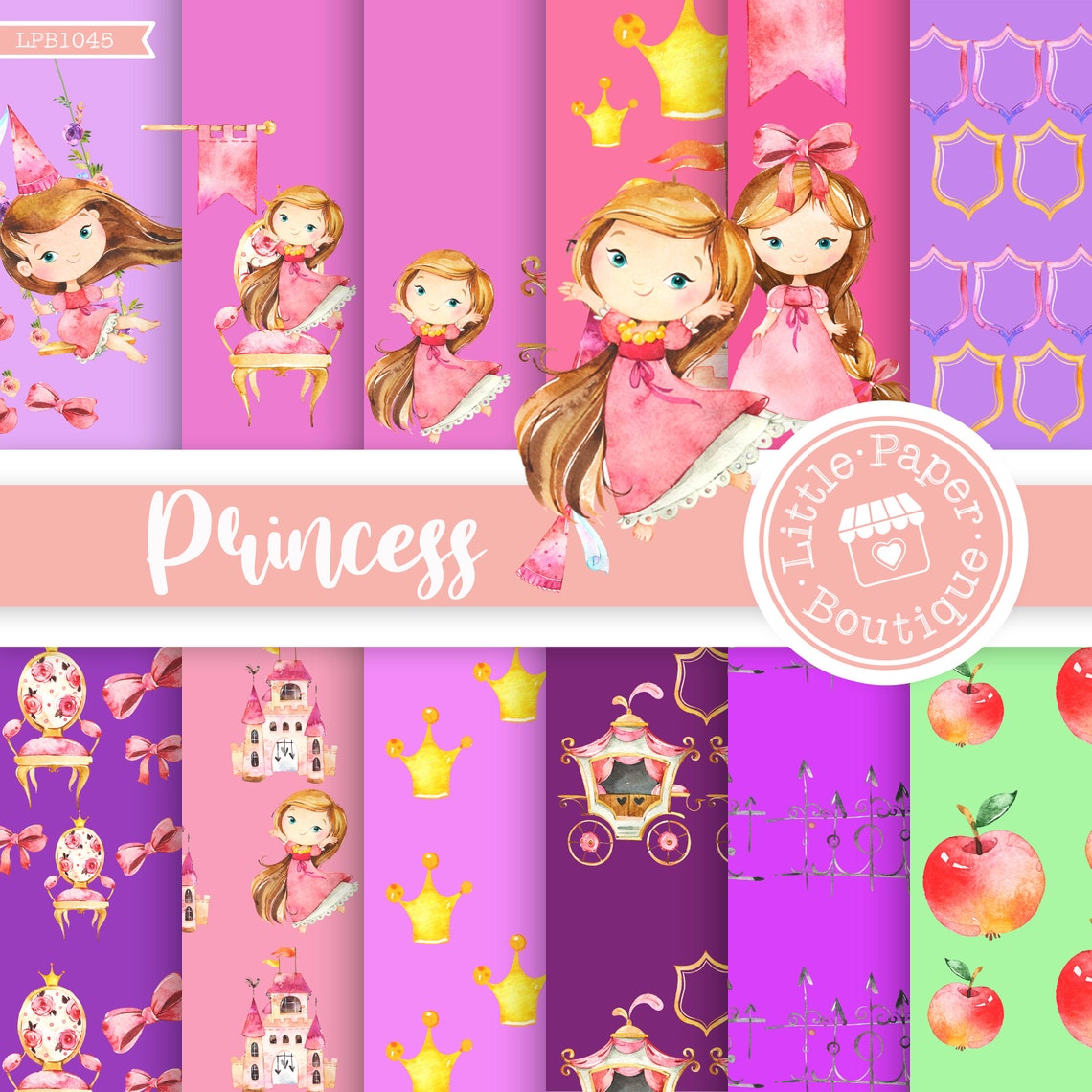 Little Princess Digital Paper Downloads Girl Printables | Etsy