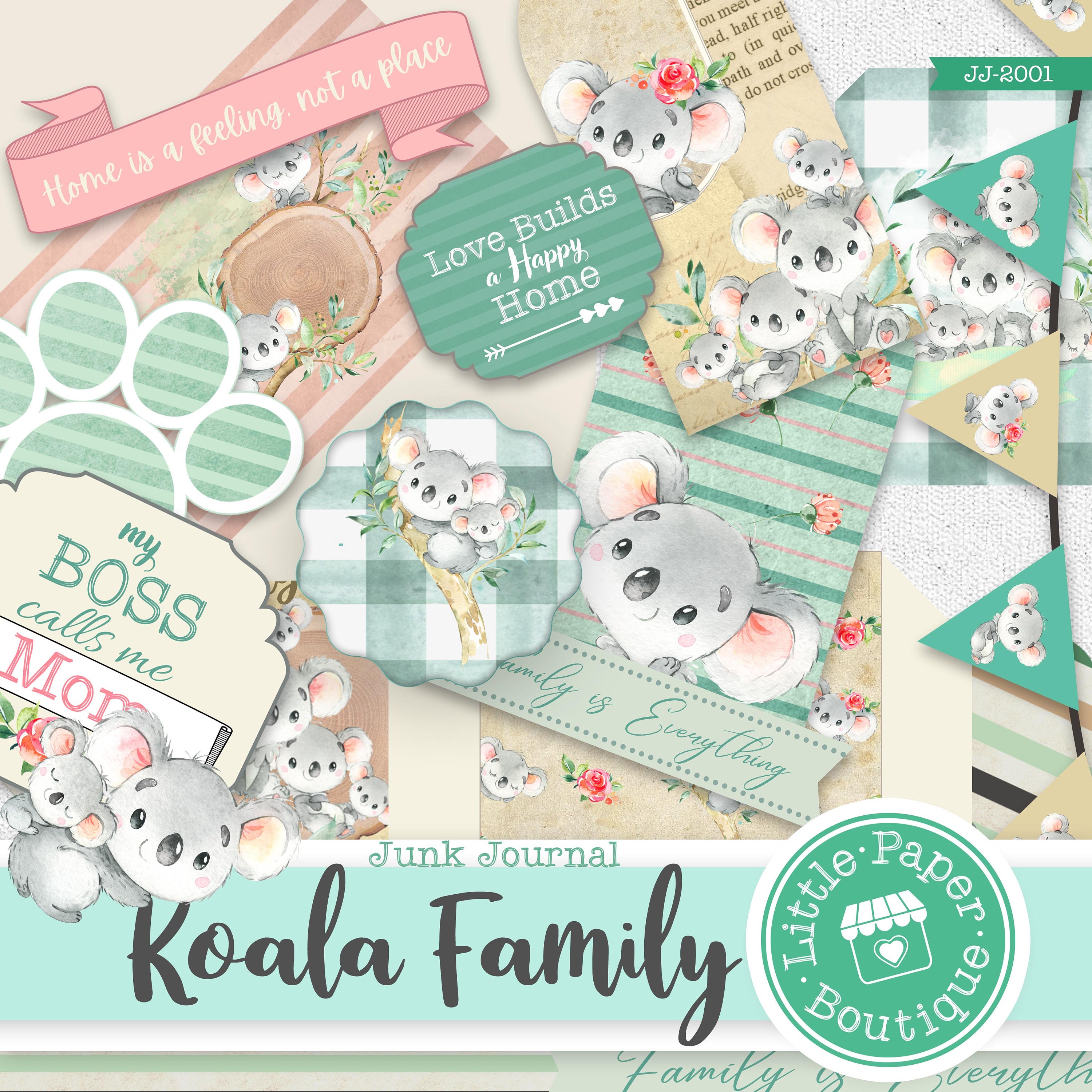 Koala Family Digital Junk Journal Kit FULL KIT Australian | Etsy