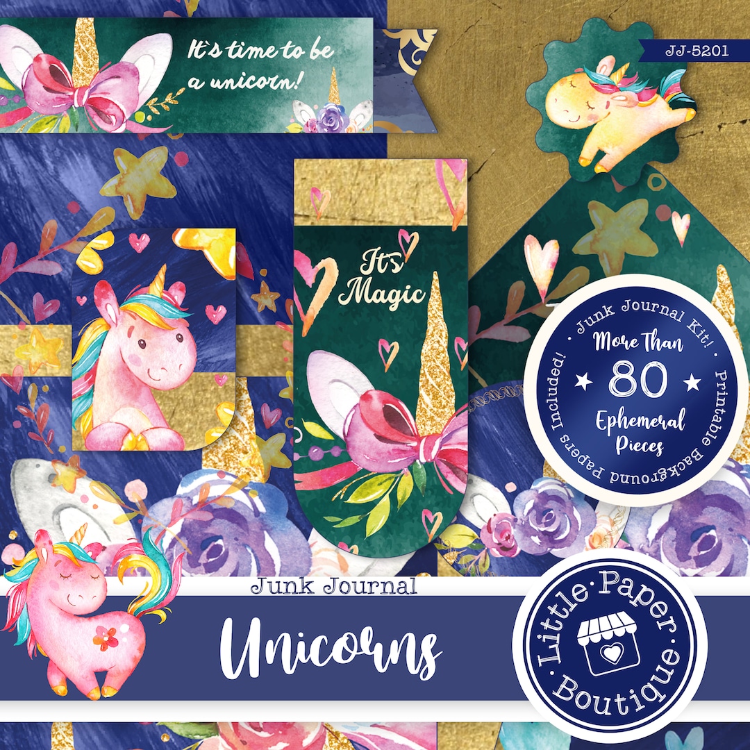 Rainbow Unicorn Digital Junk Journal Kit FULL KIT With Scrapbook ...