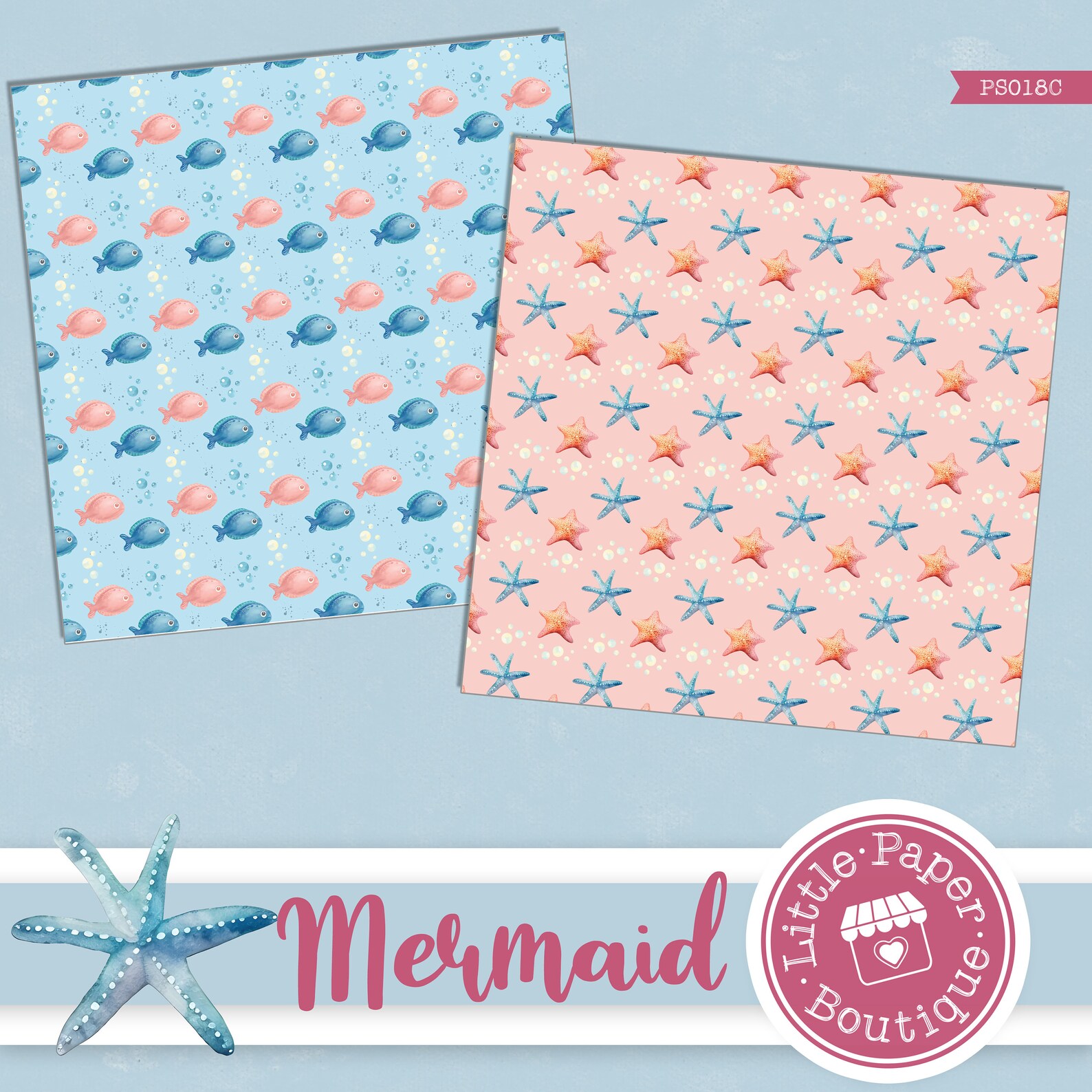 Golden Mermaid Digital Paper, Mermaid Patterns Pink and Turquoise ...
