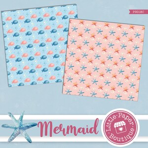 Golden Mermaid Digital Paper, Mermaid Patterns Pink and Turquoise ...