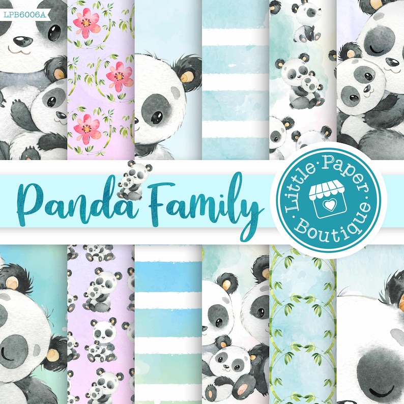 Panda Digital Paper, Panda Pattern, Spring Digital Paper,kids Pattern ...
