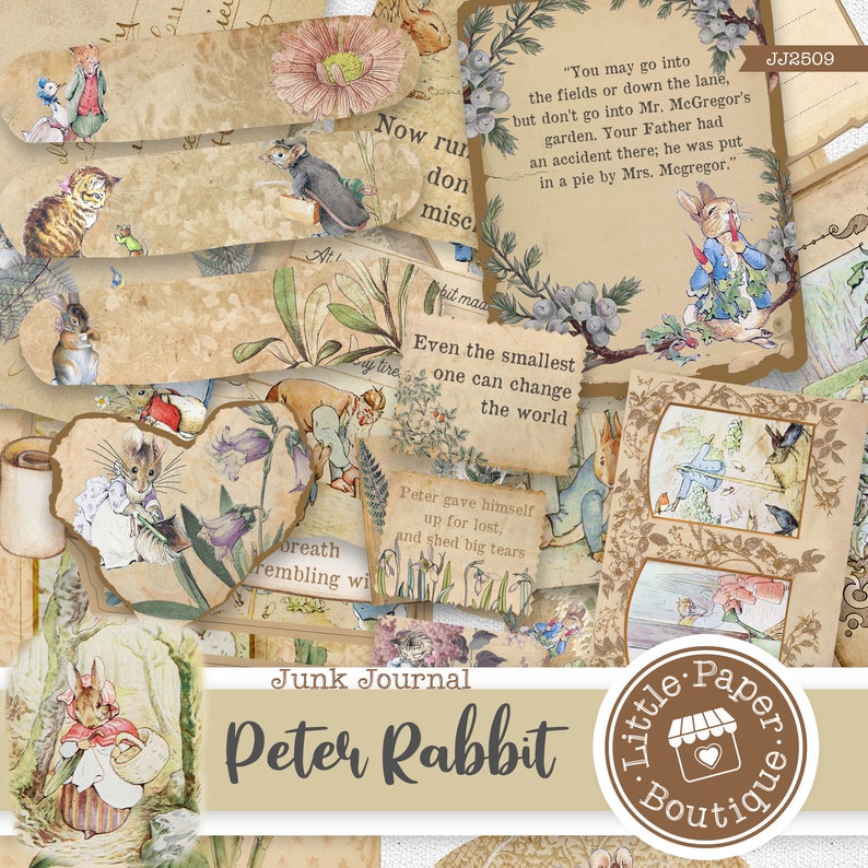 Peter Rabbit by Beatrix Potter Digital Junk Journal Kit FULL - Etsy