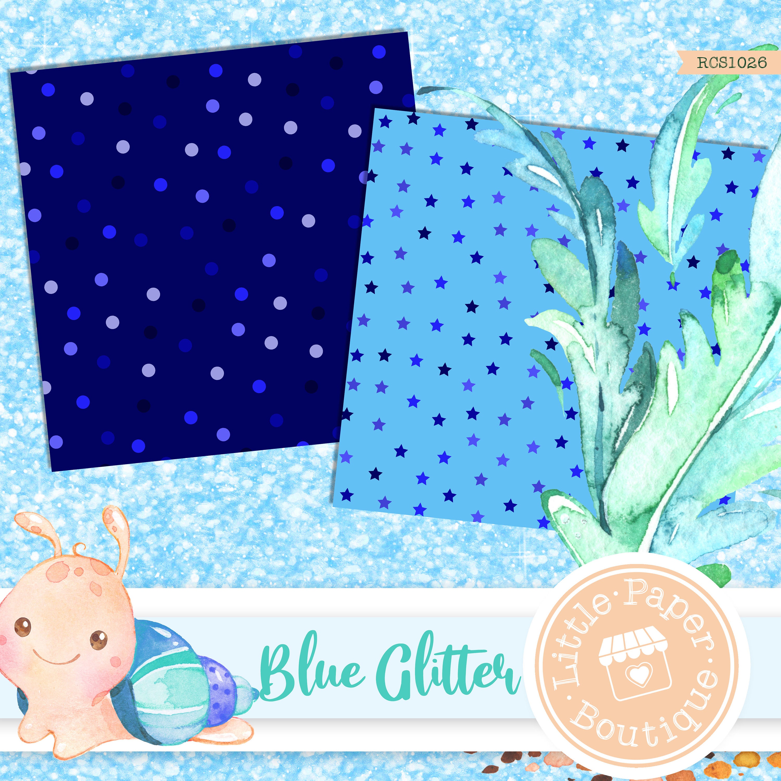 Blue Glitter Digital Paper Clip Art. Glitter Backgrounds | Etsy