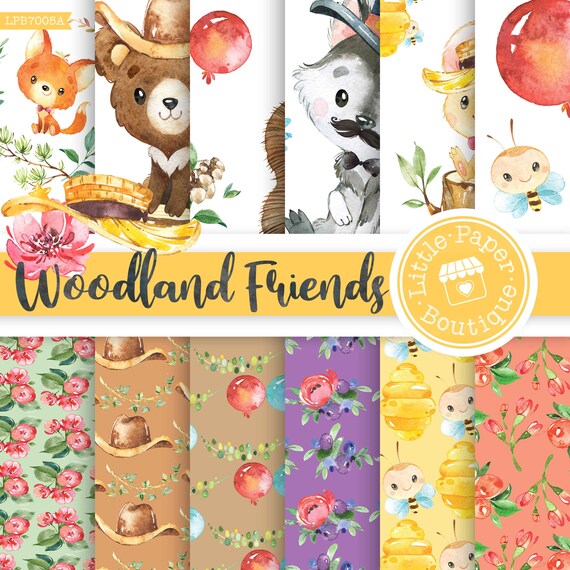 Forest Animals Digital Papers Foxes Digital Papers Digital - Etsy