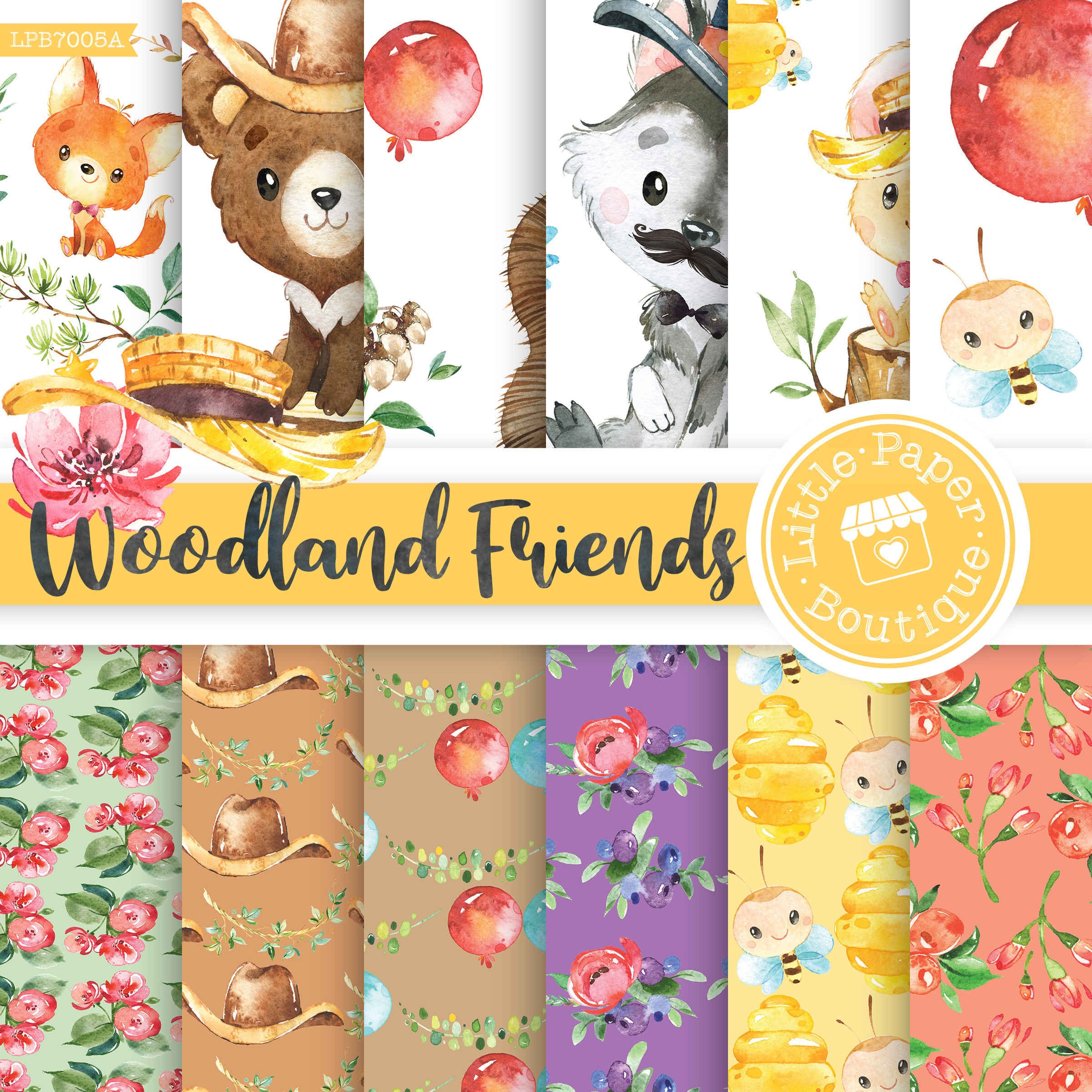 Forest Animals Digital Papers Foxes digital papers Digital | Etsy