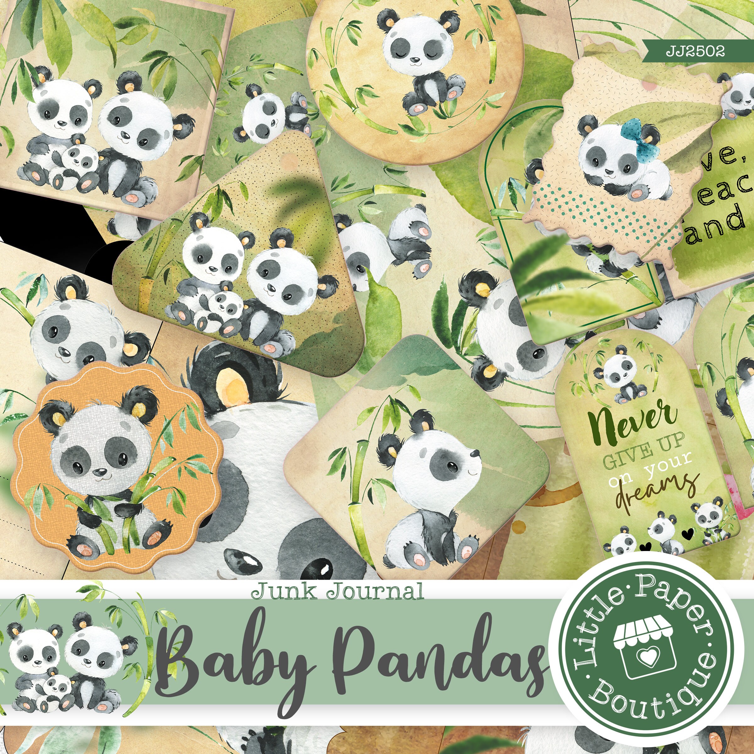 Cute Panda Family Junk Journal Kit FULL KIT Panda Bamboo - Etsy