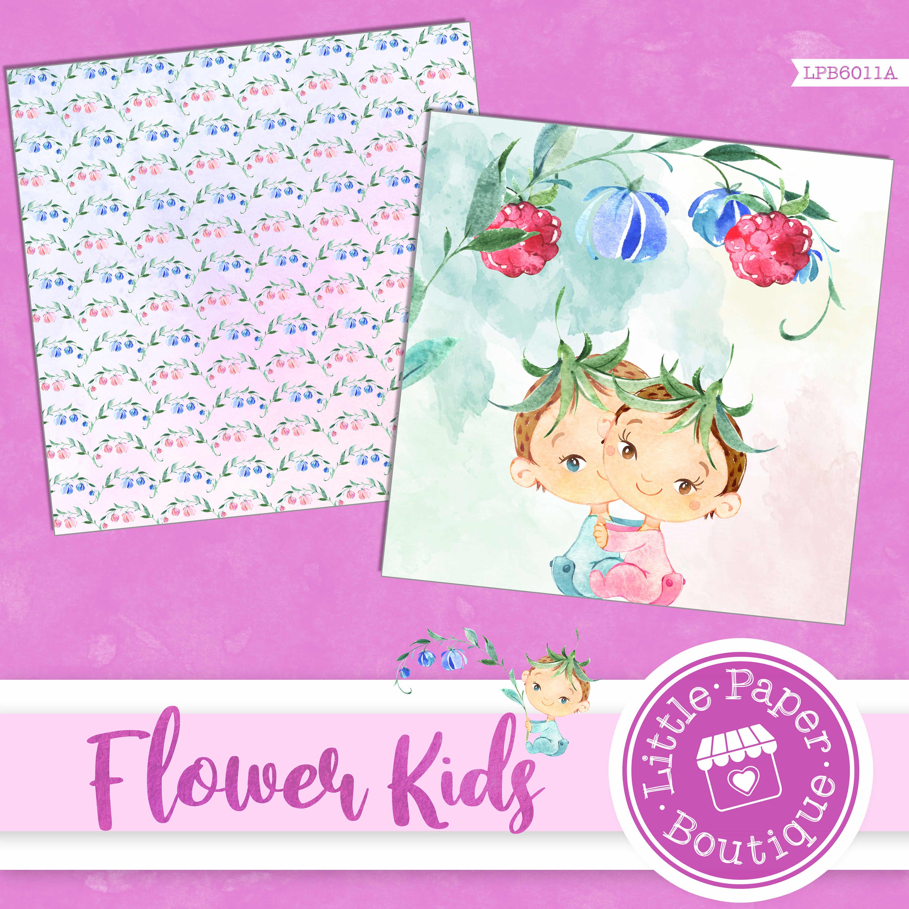 Flower Roses Girl Digital Paper Pack Spring Watercolor - Etsy