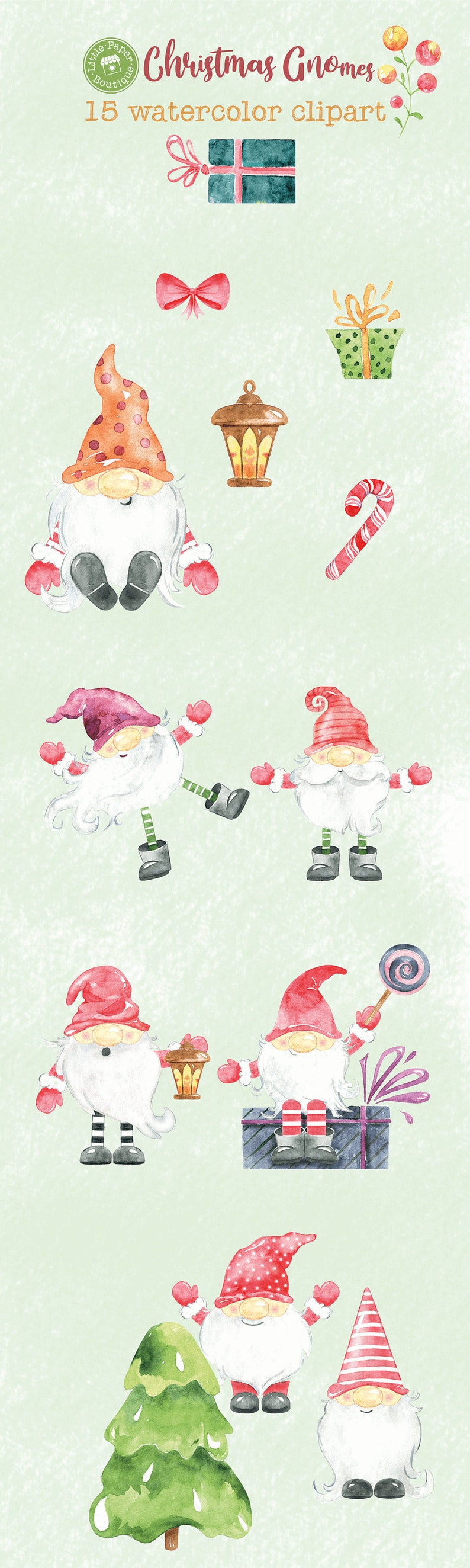 Gnome Clipart Printable Christmas Gnomes Clipart. - Etsy